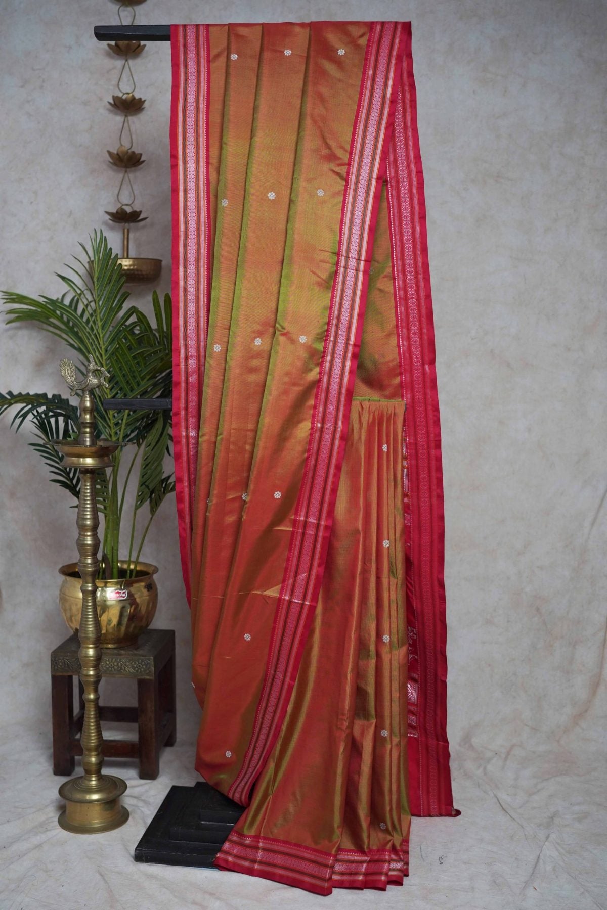 Pastel Mint Green Kanchipuram Sico Saree with Teal Blue Zari Border ...
